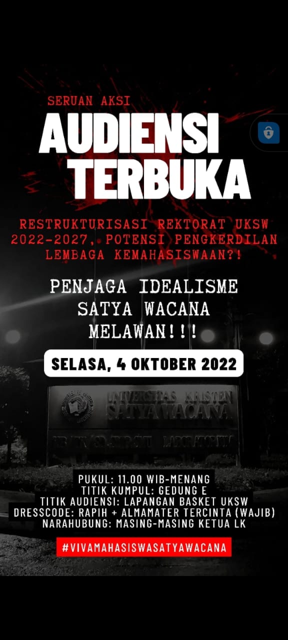 Audiensi Terbuka LK-UKSW, Berujung Penyegelan Kantor YPTKSW - SCIENTIARUM